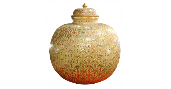 Marble Gold Leaf Matka With Lid